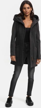 Marikoo Damen Wintermantel mit Kapuze und tailliertem Schnitt