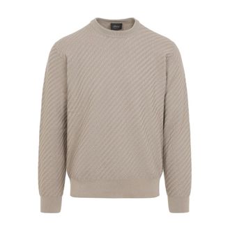 Brioni Homme, Pulls, Beige, Taille: XL Pull en Coton et Soie