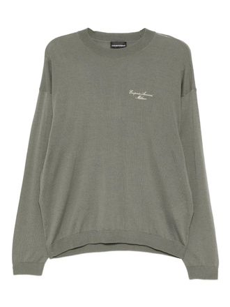 Emporio Armani pull &agrave; logo brod&eacute; - Vert