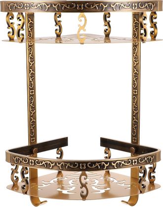 Angoily Lochfreies Eckregal Badezimmer aus Space Aluminium Doppellagiger Wand Organizer mit Vintage Optik Antikes Dreieck Wandregal f&uuml;r Badkleinigkeiten