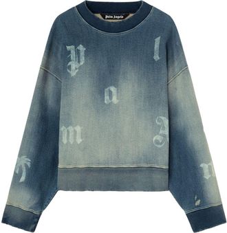 Palm Angels Ausgeblichenes Sweatshirt - Blau