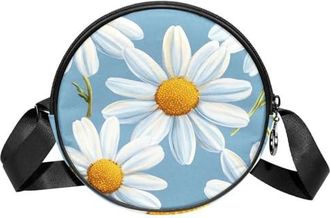 Generic Circle Sac &agrave; bandouli&egrave;re pour femme, marguerite, jaune, blanc, joli petit sac &agrave; dos &agrave; bandouli&egrave;re avec fermeture &eacute;clair, bretelles r&eacute;glables, sac &agrave; ma