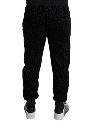 Dolce & Gabbana Mens Leopard-Pattern Cotton Jogger Black