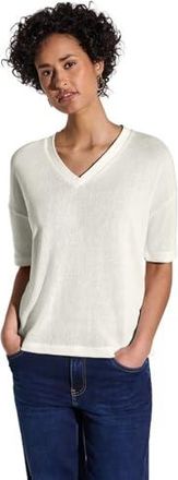 Street One A322901 T-Shirt Aspect tricot&eacute;, Blanc cass&eacute;, 46 Femmes