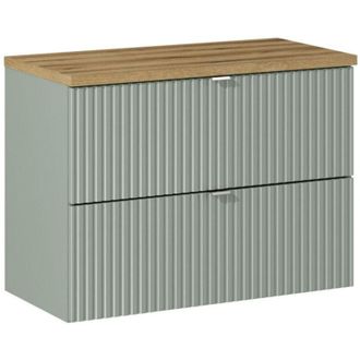 Comad Meuble sous vasque 80 cm + plateau - A tiroirs - Vert Roseau - Livraison gratuite
