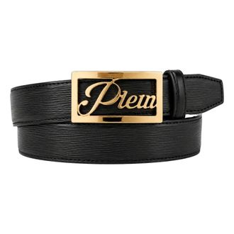 Philipp Plein Homme, Accessoires, Noir, Taille: 105 CM Ceinture en cuir Saffiano
