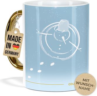 Tassendruck Personalisierte Weihnachtstasse mit Name - Collecting Moments Nr. 10 Schneemann - Geschenk f&uuml;r Freunde & Familie zu Weihnachten - XXL-Druck, Wei&szlig; mit 