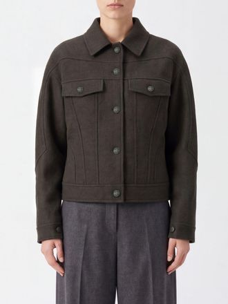 Max Mara Surchemise en pure laine vierge anthracite avec poches plaqu&eacute;es