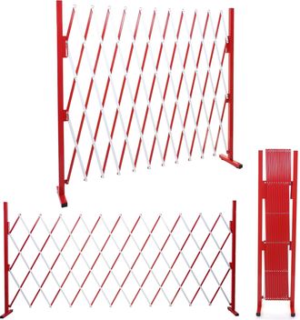 Mendler Absperrgitter HWC-B34, Scherengitter Zaun Schutzgitter ausziehbar, Alu rot-weiß - Höhe 153cm, Breite 36-300cm