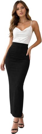 Mars&eacute;m Marsem, Femme, Jupes, Noir, Taille: 40 FR Jupe Crayon Midi avec Fente Arri&egrave;re