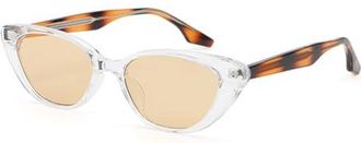 Generic Lunettes de soleil rétro oeil de chat pour femme Acétate Hommes Lunettes de soleil UV400 Marron Vert, Orange léopard transparent, Taille unique