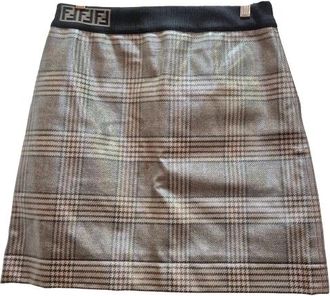 Fendi Coated Checked Mini Skirt Size 42