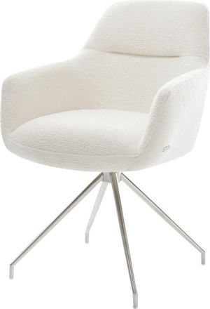 DELIFE Polsterstuhl Pejo-Flex Kreuzgestell konisch Edelstahl Bouclé Soft Beige Taschenfederkern