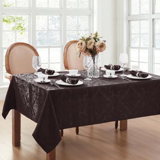 Elrene Caiden Elegance Damast Tischdecke, Polyester, schwarz, 102 x 60 (Rectangular)
