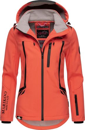 Marikoo Damen Softshelljacke wasserdichte Funktionsjacke mit abnehmbarer Kapuze Mount-Cho-Oyu Coral Gr. XS