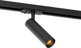 QAZQA Modern Moderner schwarzer Spot I Spotlight I Deckenspot I Deckenstrahler I Strahler I Lampe I Leuchte f&uuml;r 1-phasiges 35 mm Schienensystem Komplettset 