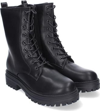 Shoes & Blues Bottines pour femme, confortables et &eacute;l&eacute;gantes, style militaire avec lacets, semelle dent&eacute;e et fermeture &eacute;clair lat&eacute;rale, Noir, 41 EU