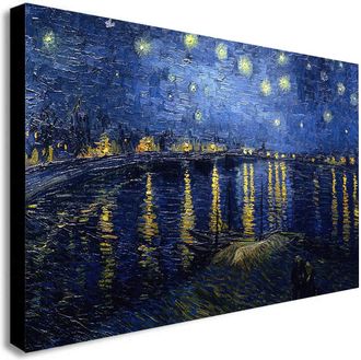 Fab Van Gogh Kunstdruck auf Leinwand, gerahmt, Sternennacht über der Rhone, verschiedene Größen (A0, 119,4 x 83,8 cm)