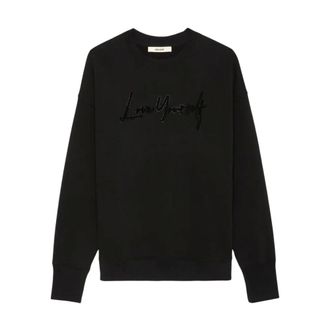 Zadig&Voltaire Femme, Sweatshirts et sweats &agrave; capuche, Noir, Taille: 42 FR Love Yourself SweaT-shirt