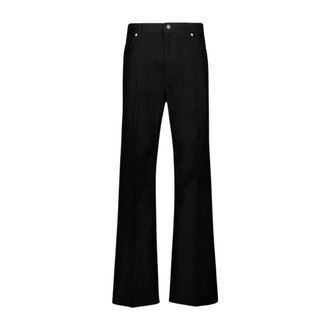 Ferragamo Homme, Pantalons, Noir, Taille: M Pantalon en Coton Noir à Jambe Droite Texturé
