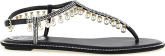 Rene Caovilla Femme, Chaussures, Noir, Taille: 39 EU Diana Satin Sandales
