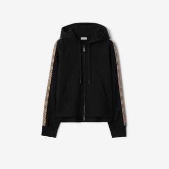 Burberry Hoodie zipp&eacute; en coton avec Check, Size: XXL