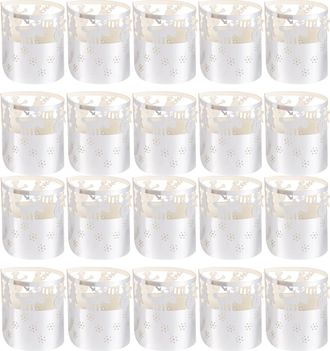 BESPORTBLE 50 St&uuml;ck Weihnachts Schneeflocken Kerzenlampenschirme aus Papier Hohl Silber Dreidimensionale Muster Weihnachtliche Tischdeko und Bastelzubeh&ouml;r