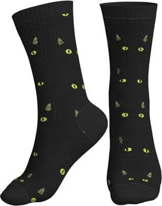 Generic Impression Noire Cool Cat Chaussettes Femme Antibactérien Crew Socks Confortable Chaussettes Hommes Pour Femme Adulte Ado 40Cm