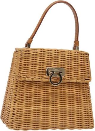 Ferragamo Pre-owned Tissu sacs-main - Femme - Pre-owned - Beige - Taille: ONE Size