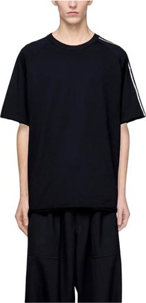 adidas Homme, Tops, Noir, Taille: L T-shirt &agrave; Manches Courtes Bord Brut 3 Bandes