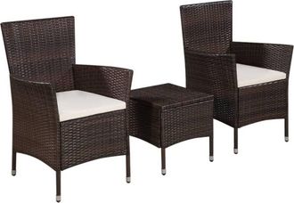 vidaXL 3-tlg. Bistro-Set Poly Rattan Braun vidaXL