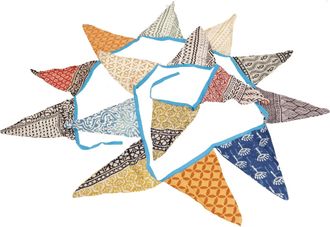 Guru Shop Baumwoll Wimpel Girlande, 2 m Wimpelkette - Blau/bunt