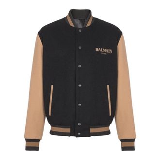 Balmain Veste teddy bicolore en laine et cachemire - Homme - Vestes - Noir - Taille: 2XL