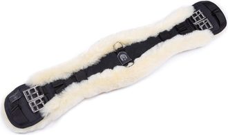 Christ Lammfell-Sattelgurt KONTURGURT von WERNER CHRIST HORSE - anatomischer Dressurgurt, Lammfellgurt (Kurzgurt) aus echtem Fell, in Natur, braun & anthrazi