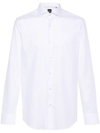 BOSS chemise en coton &agrave; manches longues - Blanc