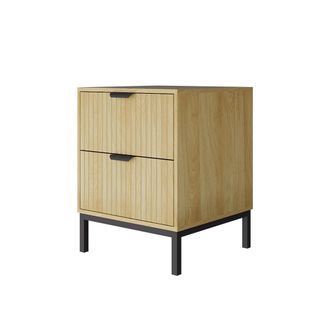 Vicco Nachttisch Lennox, Nachtkommode, Eiche, 40 x 52 cm mit 2 Schubladen