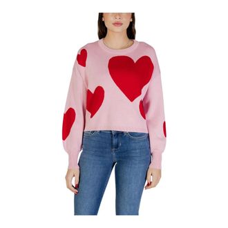 Only Only, Femme, Pulls, Rose, Taille: 40 FR Maille Imprim&eacute;e &agrave; Manches Longues et Col Rond