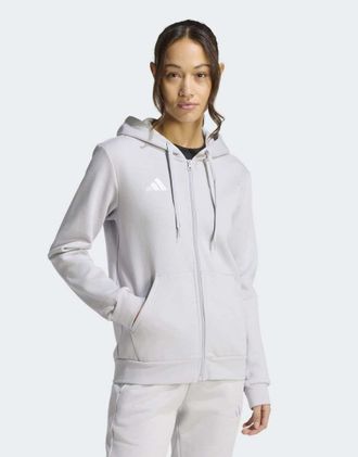 adidas adidas Performance - Entrada26 - Sweat &agrave; capuche zipp&eacute; - Gris clair/blanc