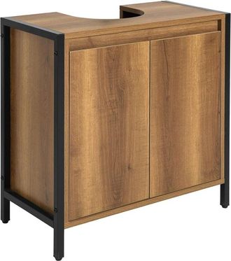 SoBuy SoBuy BZR63-PF Meuble sous-Lavabo Meuble sous-Vasque à 2 étages et 2 Portes, Meuble sur Pied de Salle de Bain, Meuble de Rangement, Style Industriel