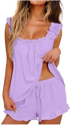 Generic Ensemble de vêtements de détente pour femme avec short et gilet, ensemble de pyjama pour femme, short et t-shirt assorti, pyjama de nuit et pyjama en 