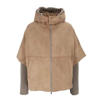 Bully Veste en Daim de Ch&egrave;vre - Femme - Vestes - Beige - Taille: 36 FR