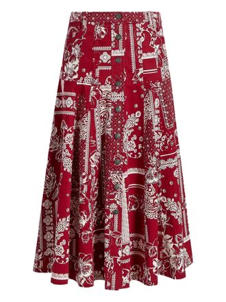 Cinq à Sept jupe à motif cachemire - Rouge