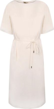 Herno Femme, Robes, Blanc, Taille: 42 FR Seersucker Belted Midi Dress