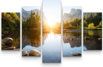 Paul Sinus Art Leinwandbilder | Bilder Leinwand 160x100cm Sonnenaufgang im Yosemite-Nationalpark
