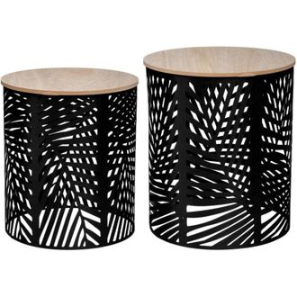 Atmosphera Atmosphera - Table de salon double Feuilles noire Cr&eacute;ateur dInt&eacute;rieur, design moderne et &eacute;l&eacute;gance pour votre salon