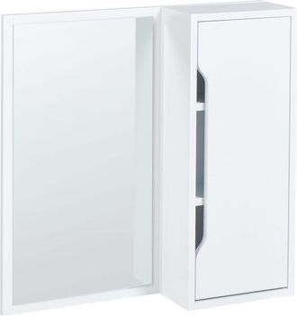 Beliani Badezimmer Wandschrank mit Spiegel Weiß mdp 60 x 60 cm Aufbewahrung Stauraum Spiegelschrank Hängeschrank Badezimmerschrank