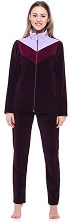 Merry Style Ensemble Survêtement Blouson et Pantalon en Velours Femme MSMG001 (Pourpre Foncé/Prune/Pourpre Clair(1729), XXL)