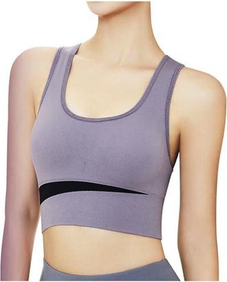 Generic Soutien-gorge de yoga d&eacute;contract&eacute; et respirant sans anneau en acier pour femme, violet, XL