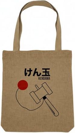 Fabulous Sac Shopping Tote Bag Aspect Lin - Kendama Bilboquet Japon Asie Culture Jouet - Sac de Courses Toile Epaisse 360g Beige Naturel Cabas Port&eacute; Epaule Sol