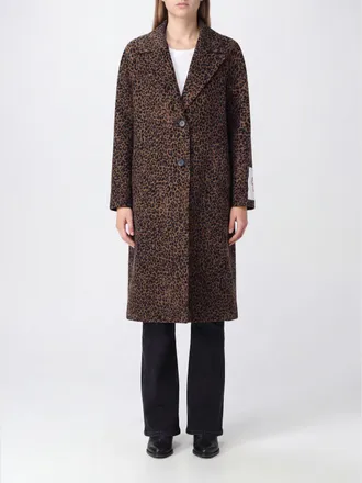 Golden Goose Manteau long &agrave; simple boutonnage en laine m&eacute;lang&eacute;e imprim&eacute; animalier
